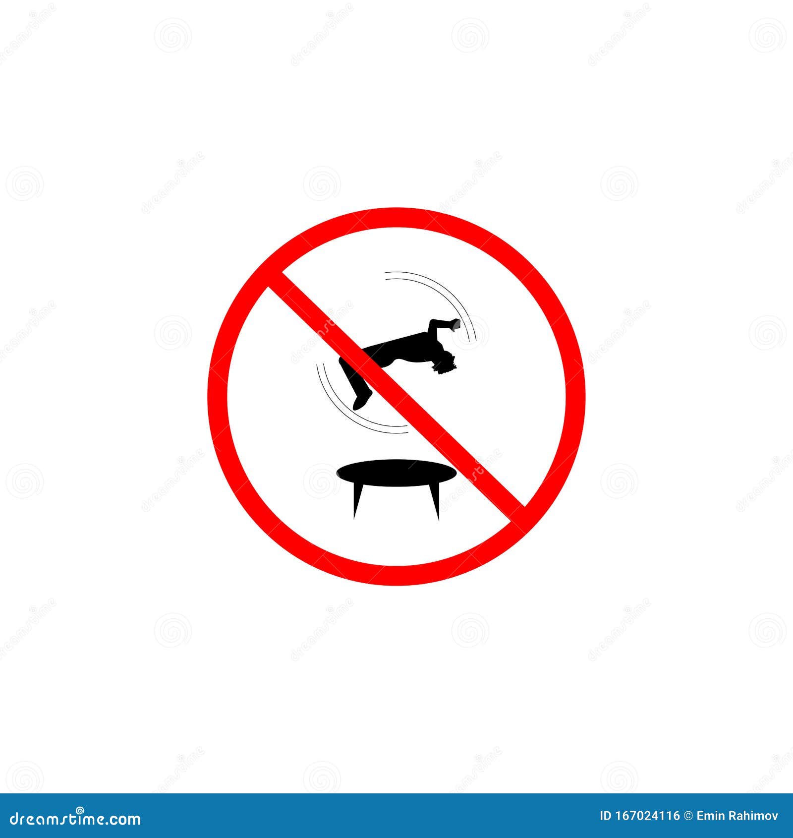 Prohibition Sign. Do Not Do a Backflip on a Trampoline Sign. Danger ...