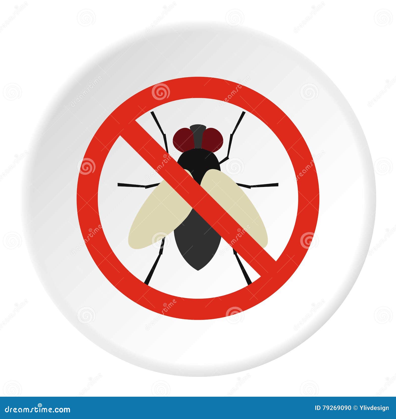 Prohibition Sign Flies Icon, Flat Style Stock Vector - Illustration of ...