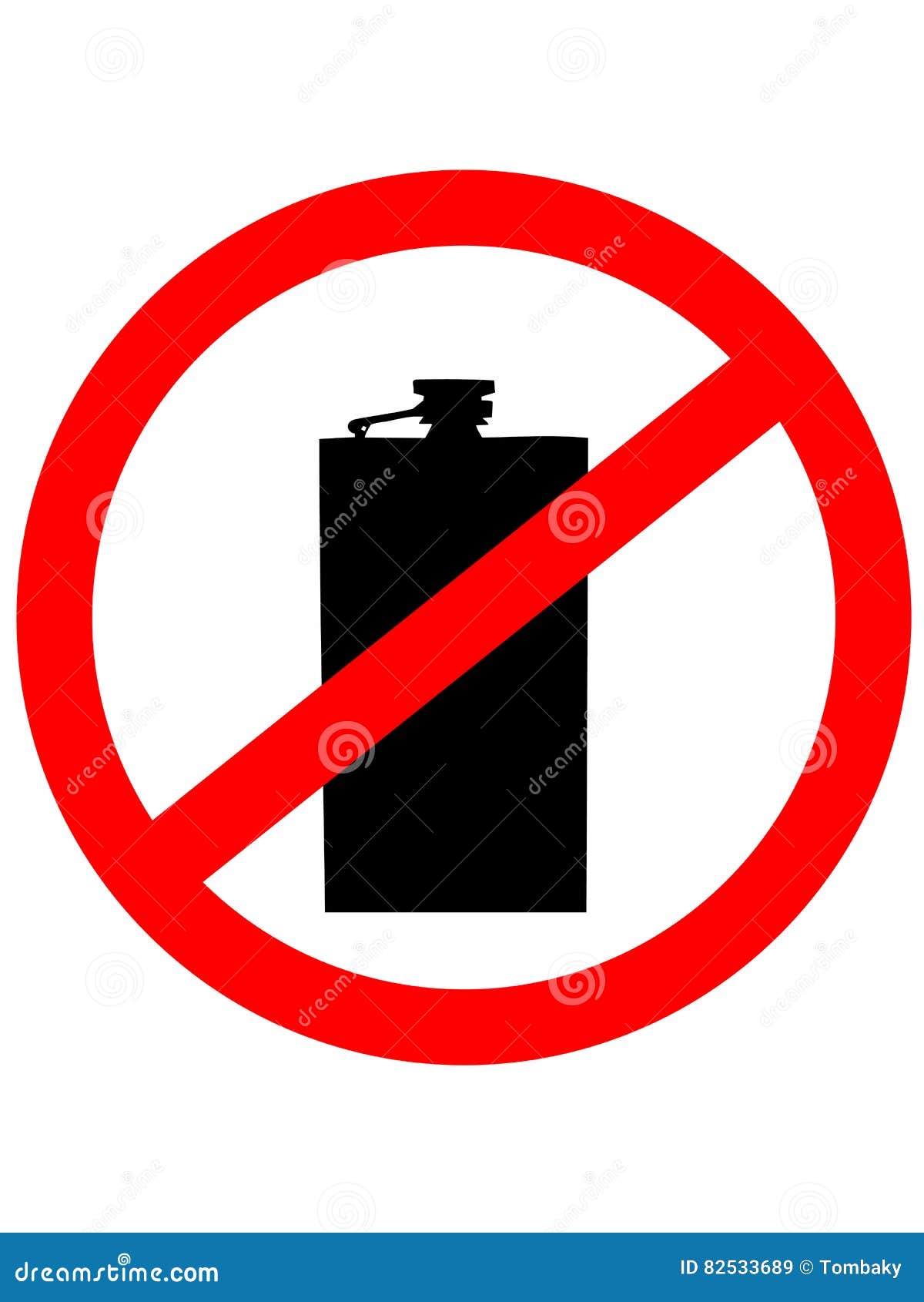 Prohibition Sign Icon. No Drink with Hip Flask Stock Illustration ...