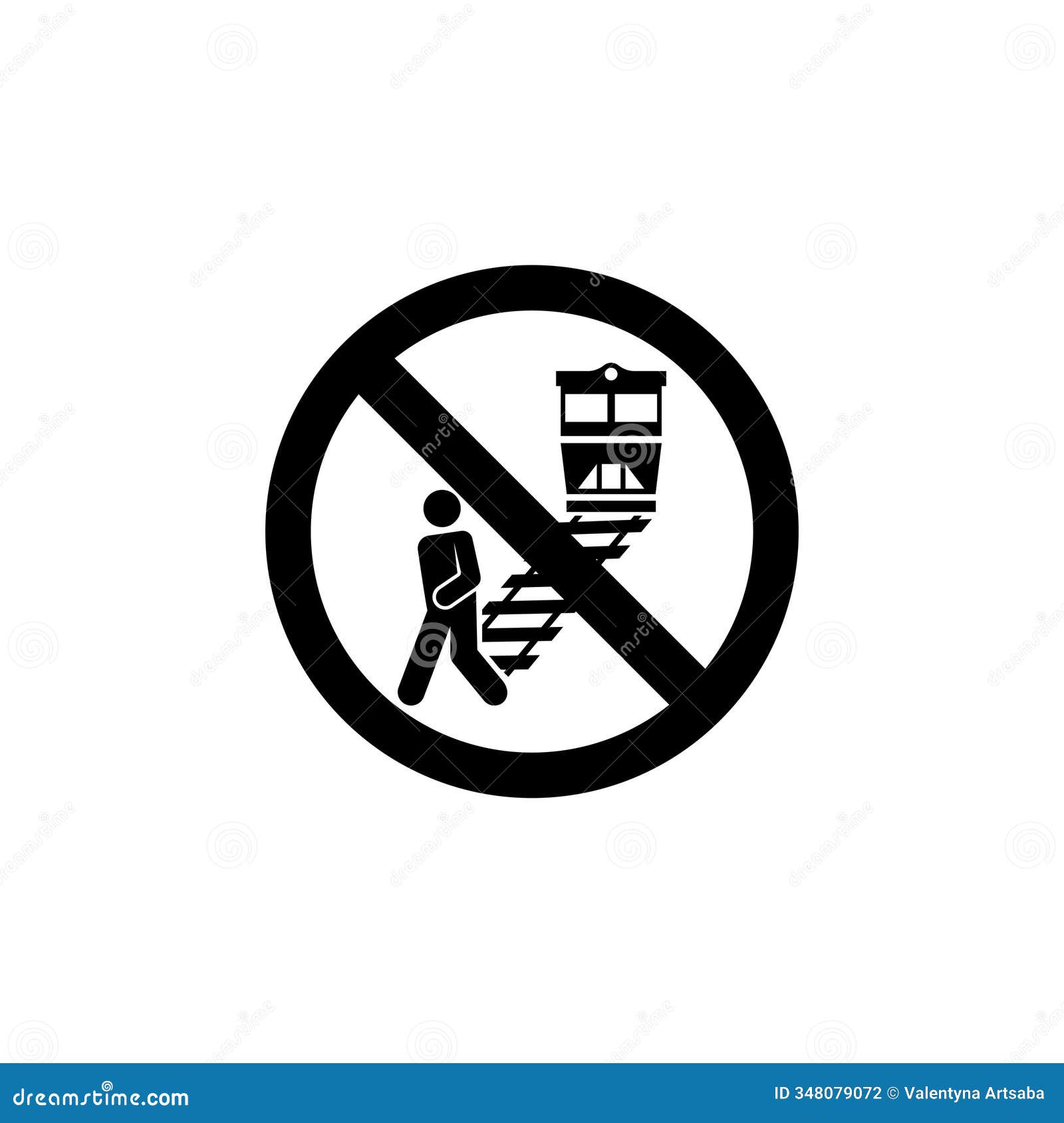 Prohibition Sign for No Crossing Railway Tracks Stock Illustration ...