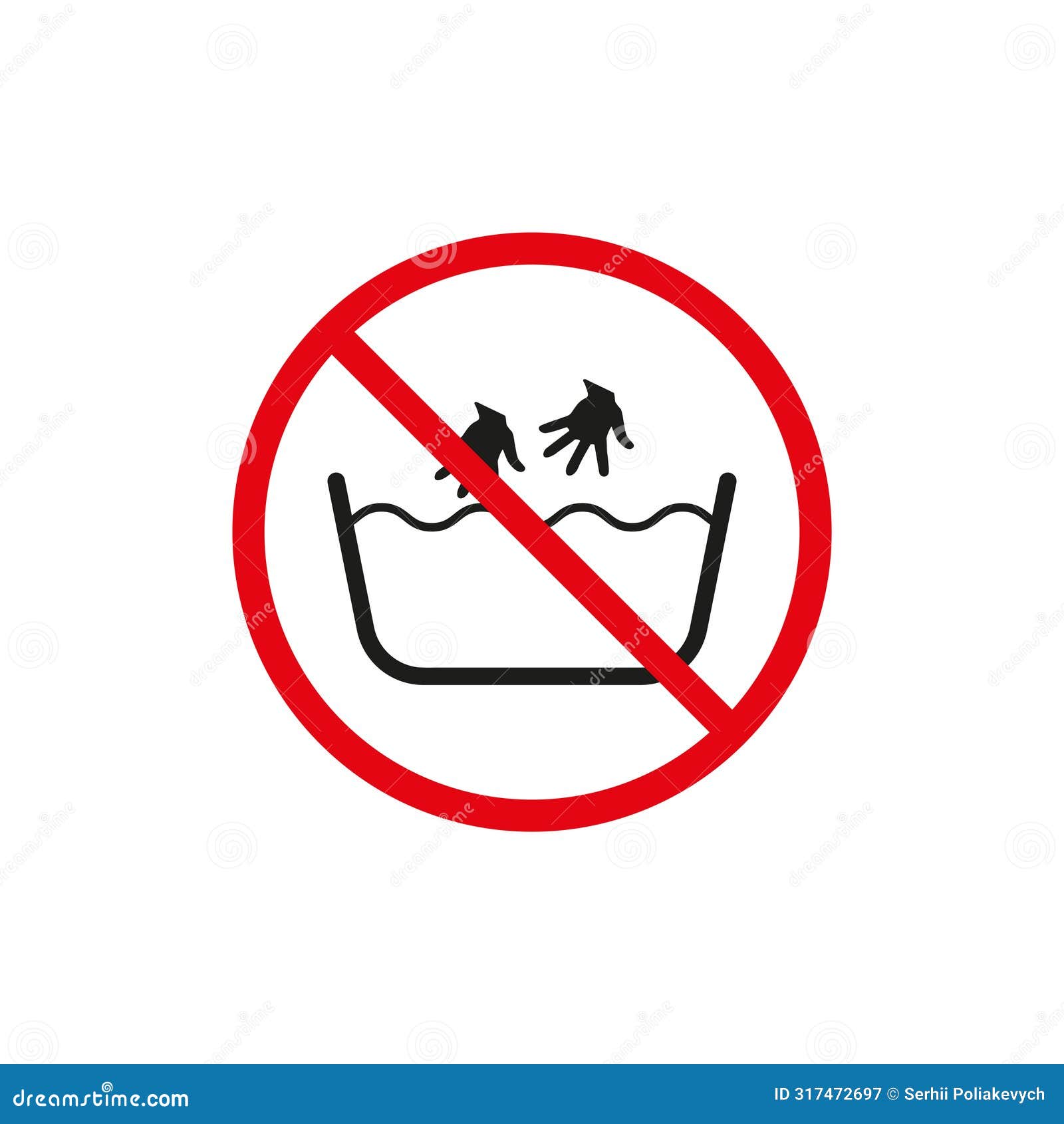 Prohibition Sign for No Hand Washing. Stock Vector - Illustration of ...