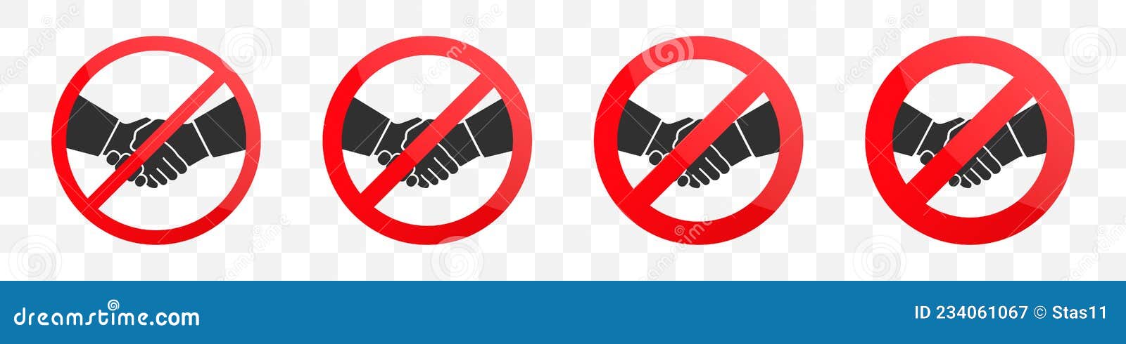 Prohibition Sign No Handshake Collection. Vector Illustration Stock ...