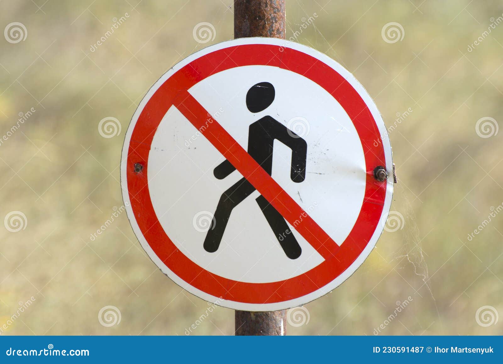 Prohibition Sign on the Pole. Forbidden Zone Stock Image - Image of ...
