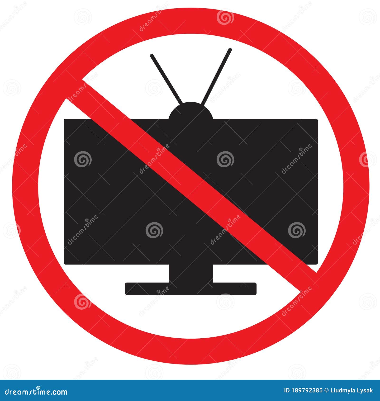 Prohibition Sign. TV is Prohibited. Black is Silhouette. Prohibition ...