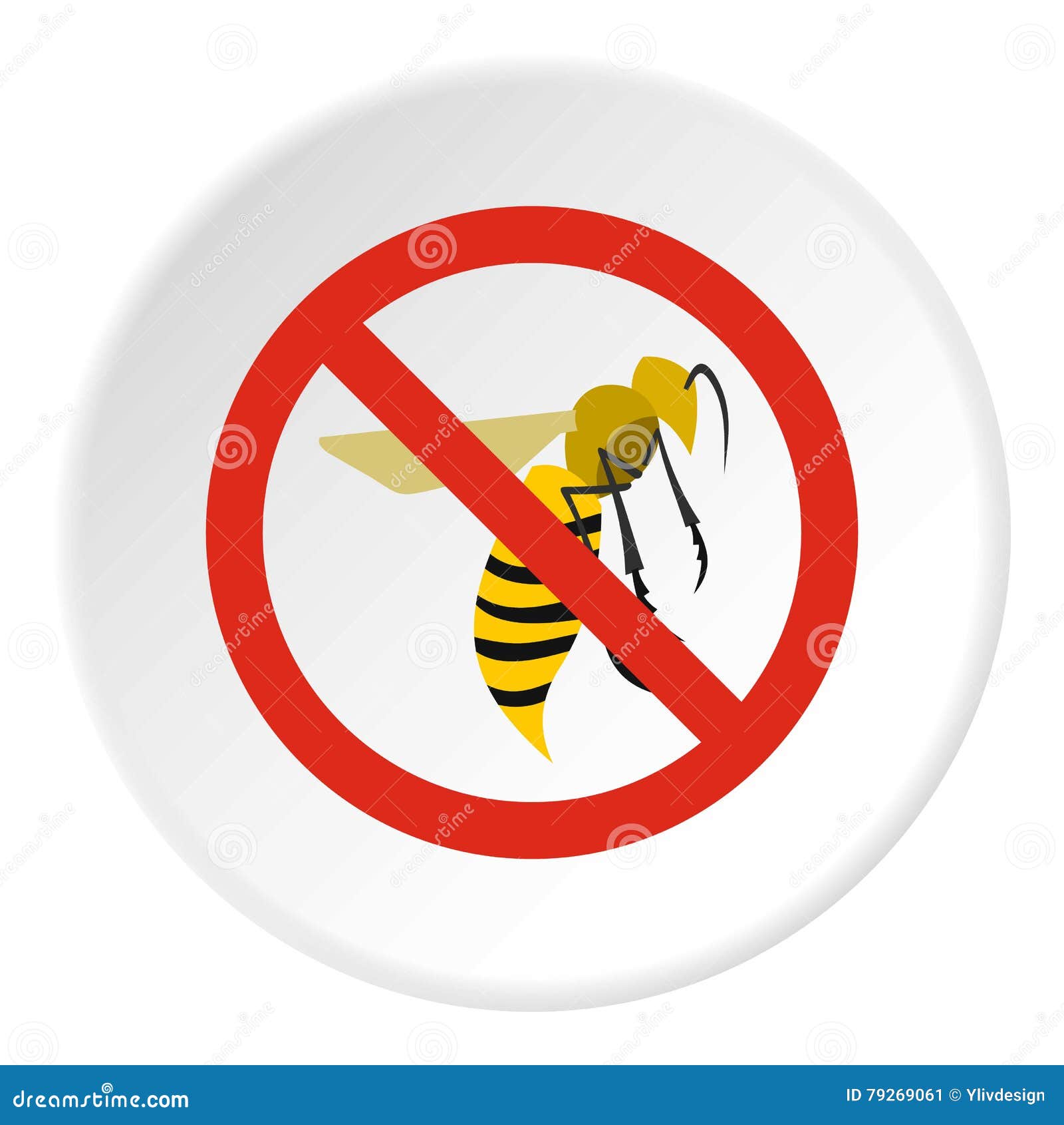 Prohibition Sign Wasps Icon, Flat Style Stock Vector - Illustration of insecticide, itch: 79269061