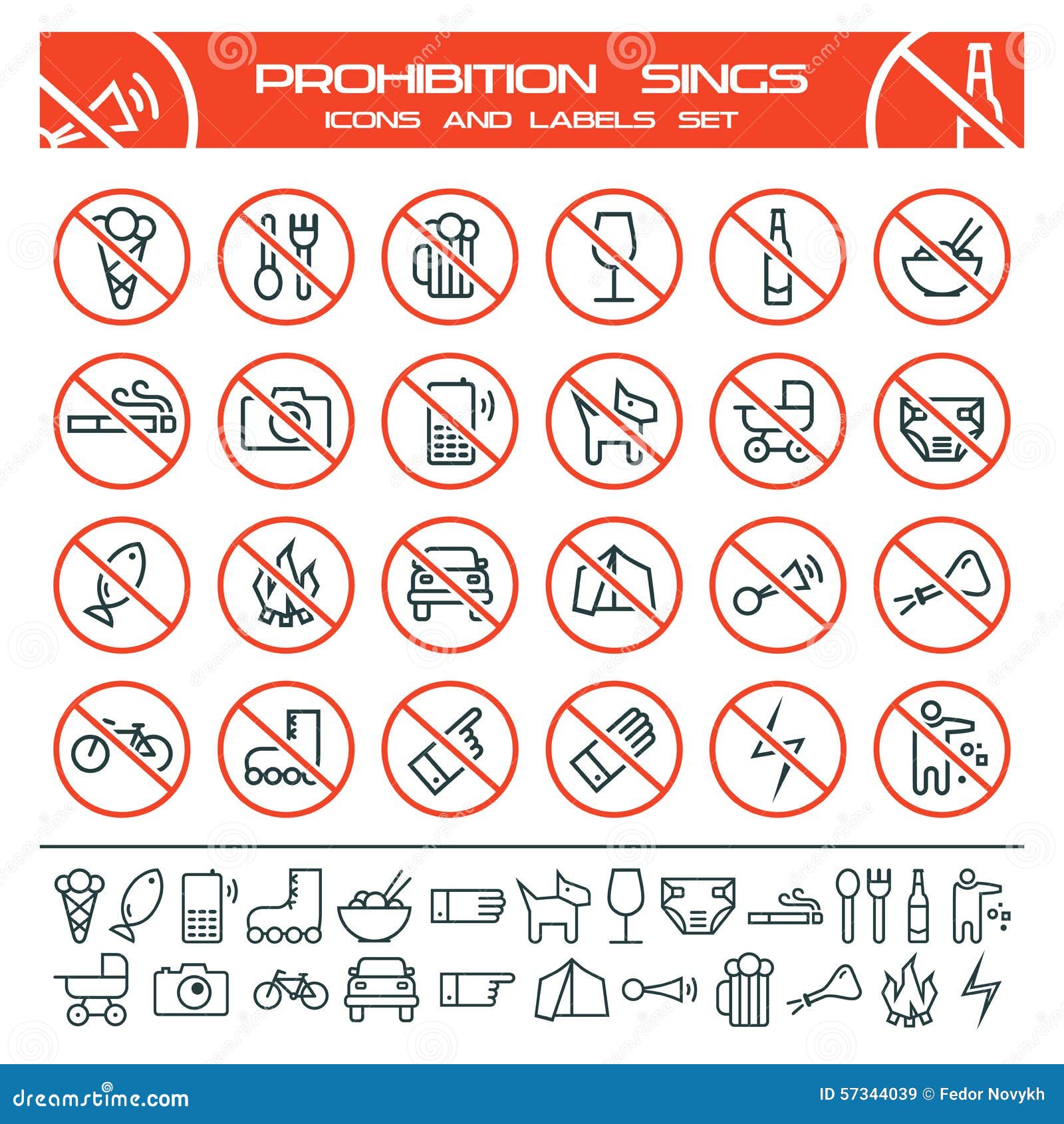 Prohibition signs stock vector. Illustration of drink - 57344039