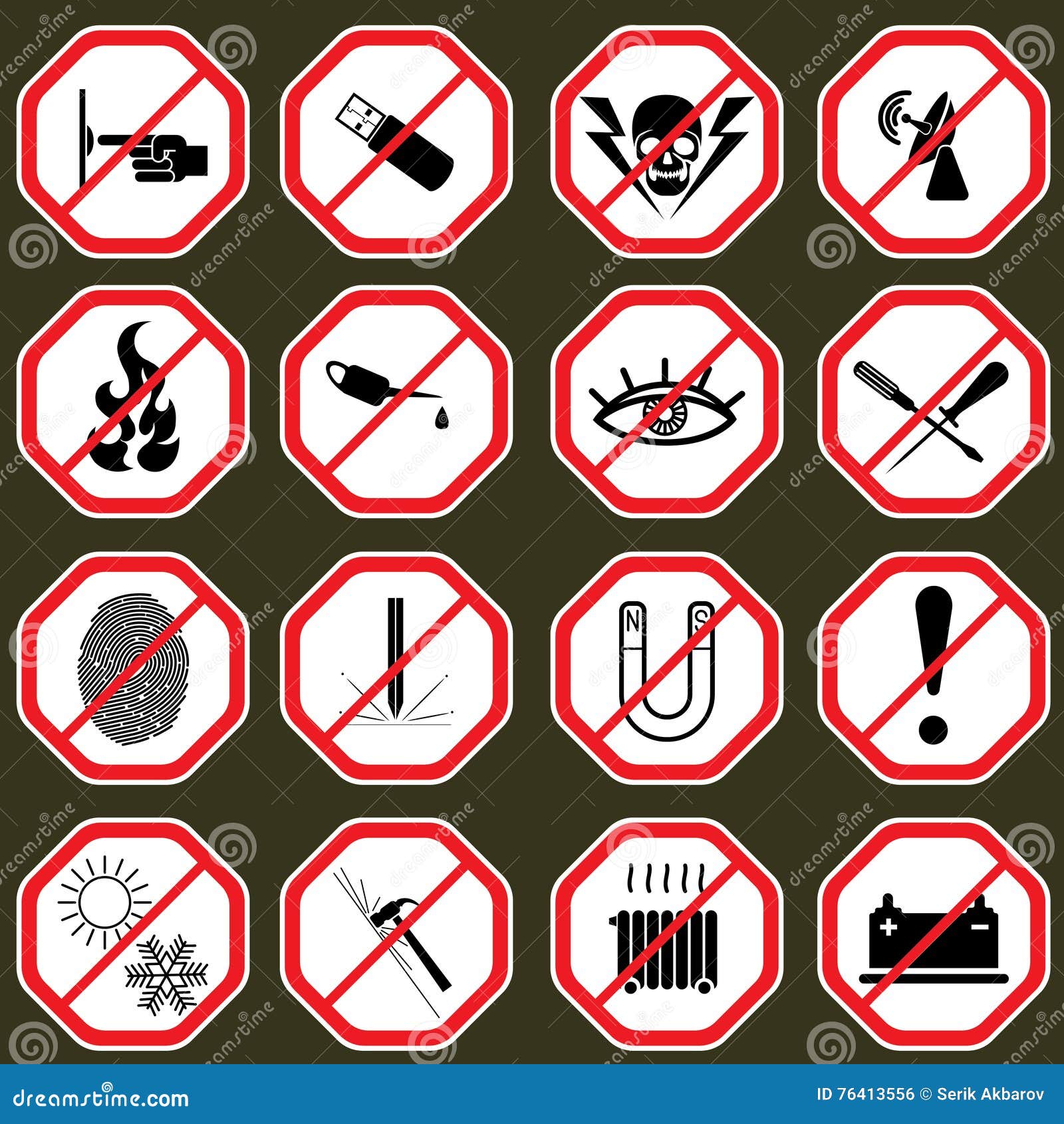 16 Prohibition Signs, Set Illustration | CartoonDealer.com #76413556