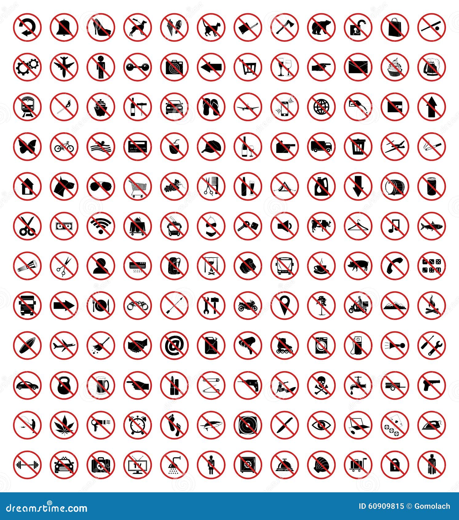 Prohibition signs set stock vector. Illustration of coffee - 60909815