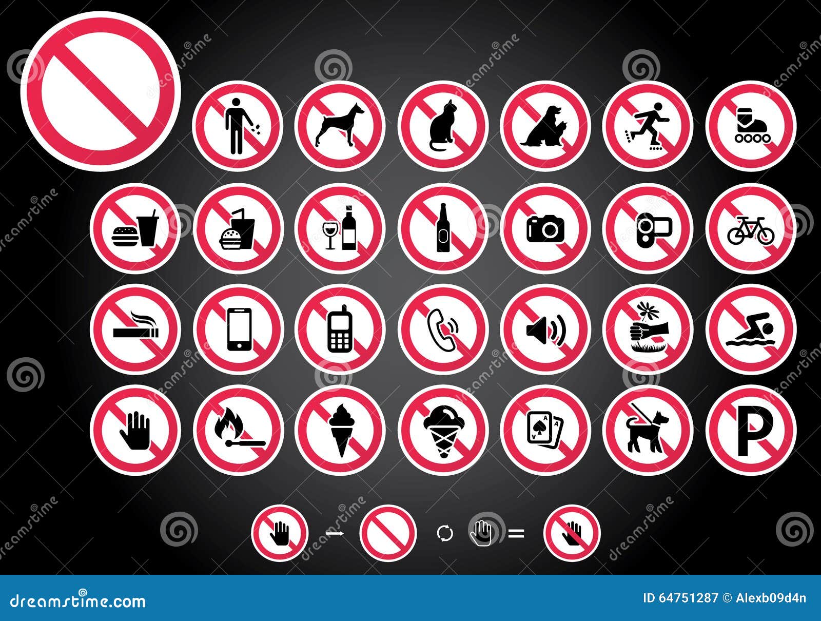 Prohibition signs - Set 1 stock vector. Illustration of symbol - 64751287