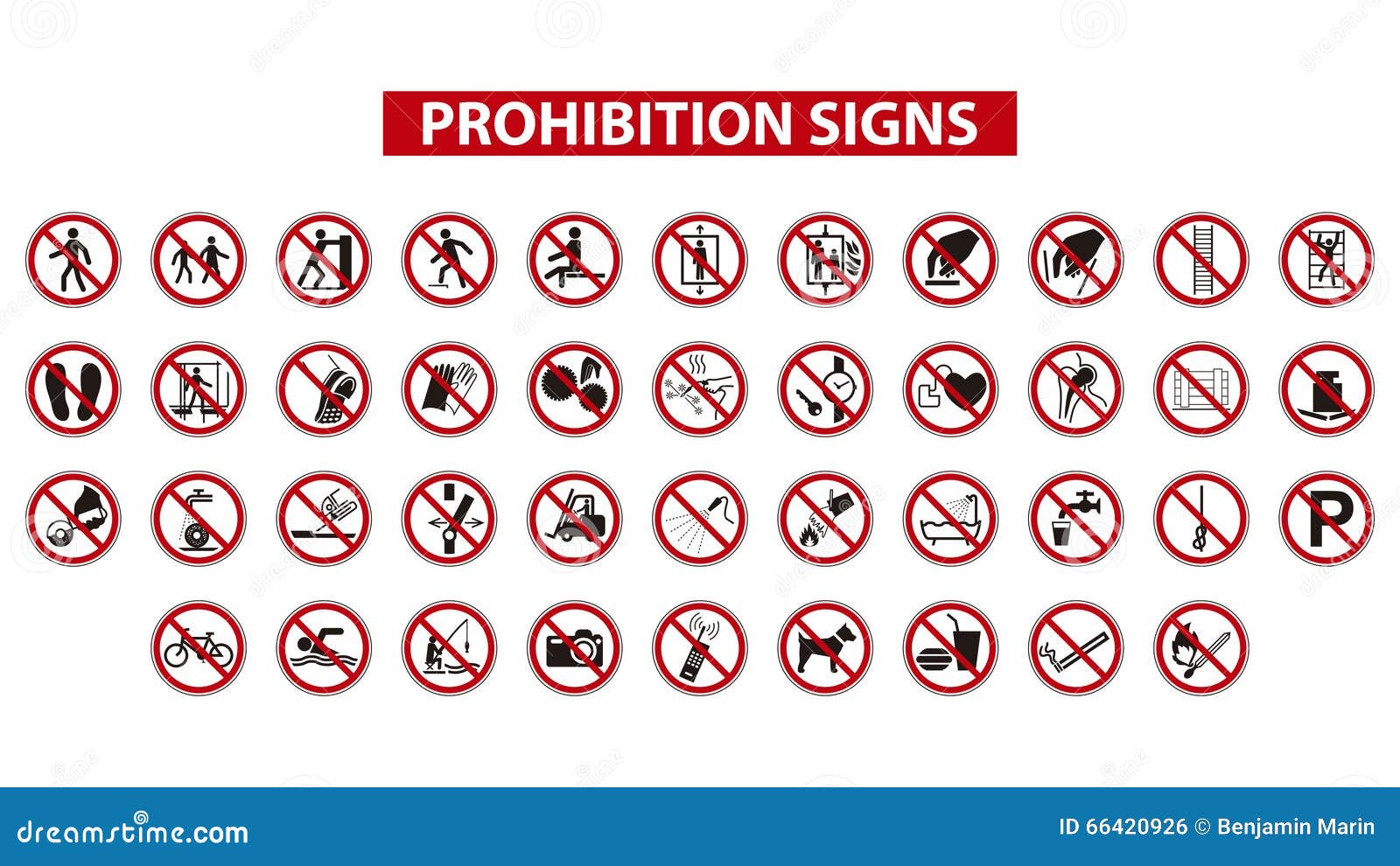 Prohibition Signs Set Safety Information Vector Illustration ...