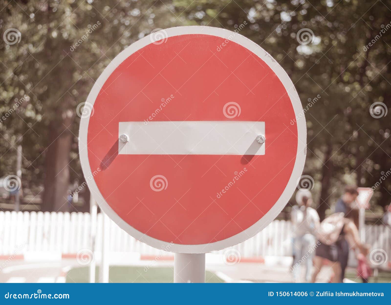 Prohibition Traffic Sign, Stop Sign in a Parkland Stock Photo - Image ...