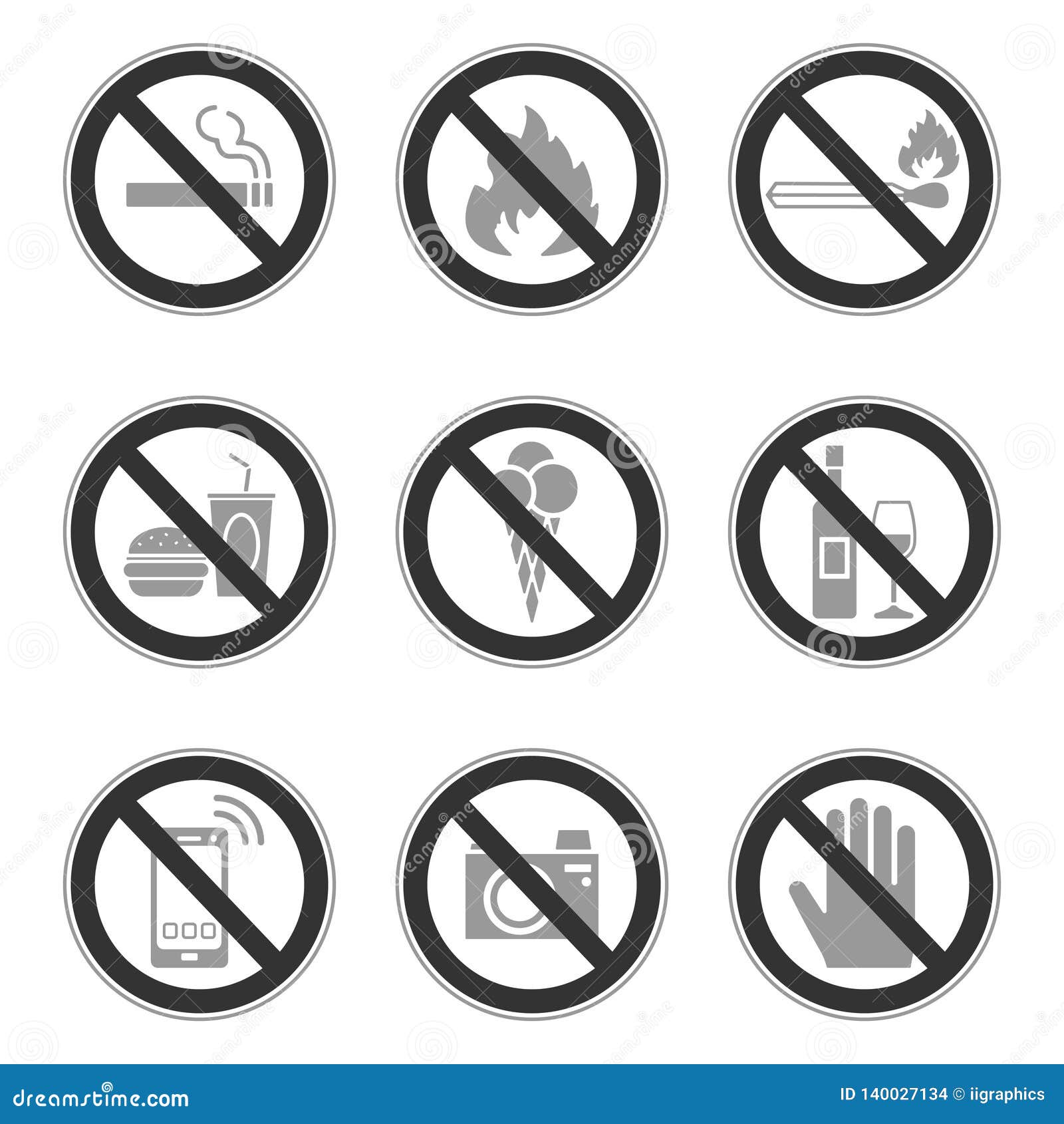 9 Prohibition & Warning Signs - Iconset Stock Illustration ... 9 Prohibition & Warning Signs - Iconset Stock Illustration ...