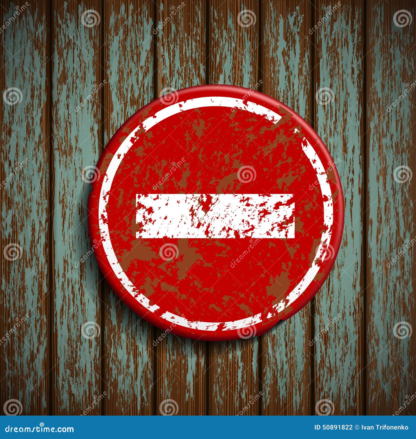 Prohibitory Road Signal on a Wooden Wall Stock Vector - Illustration of ...