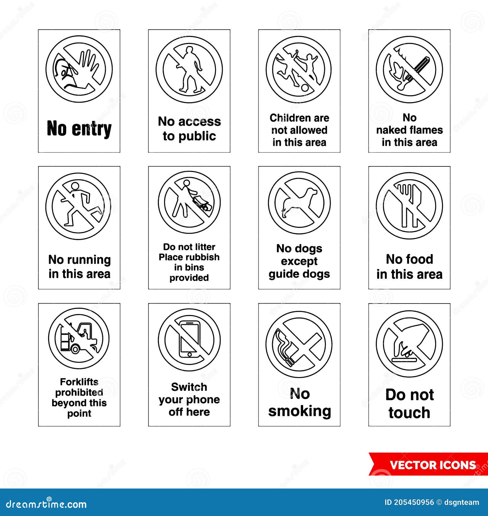 Prohibitory Signs Icon Set of Outline Types. Isolated Vector Sign ... Prohibitory Signs Icon Set of Outline Types. Isolated Vector Sign ...