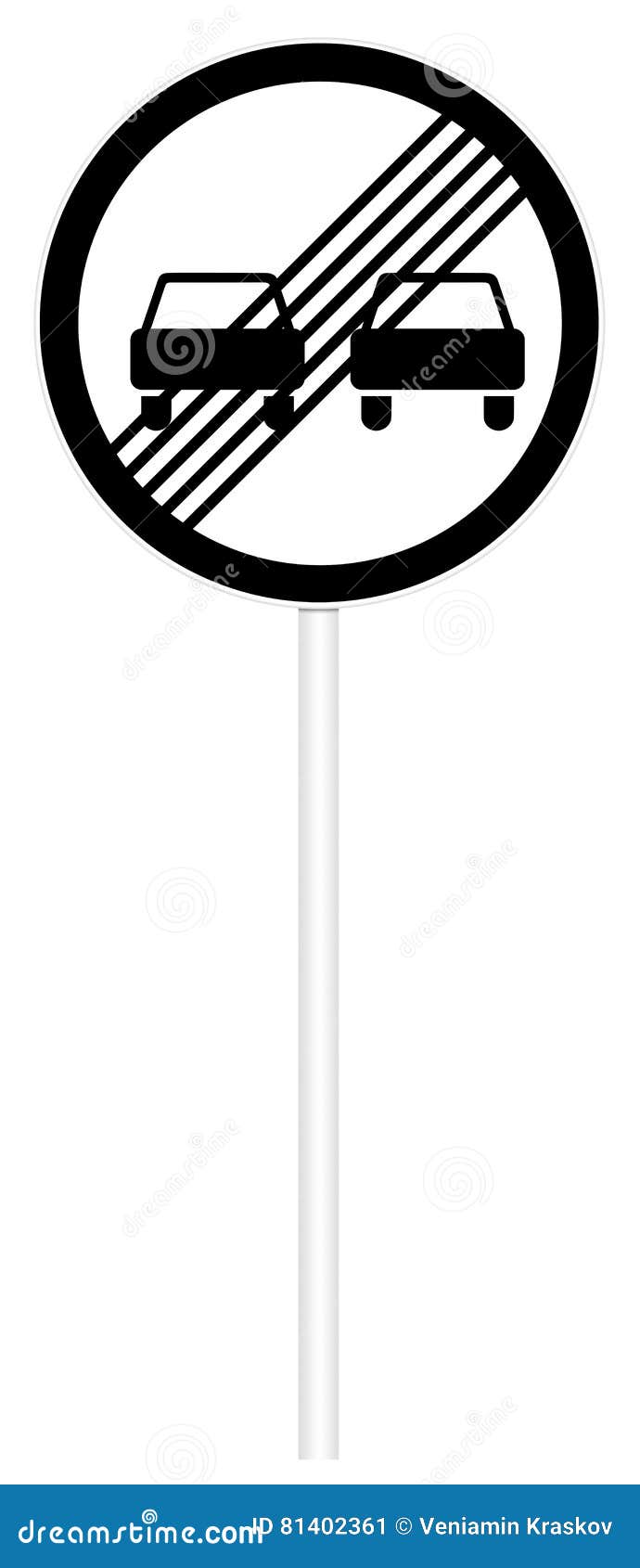 Prohibitory Traffic Sign - End Zone Overtaking Stock Illustration ...