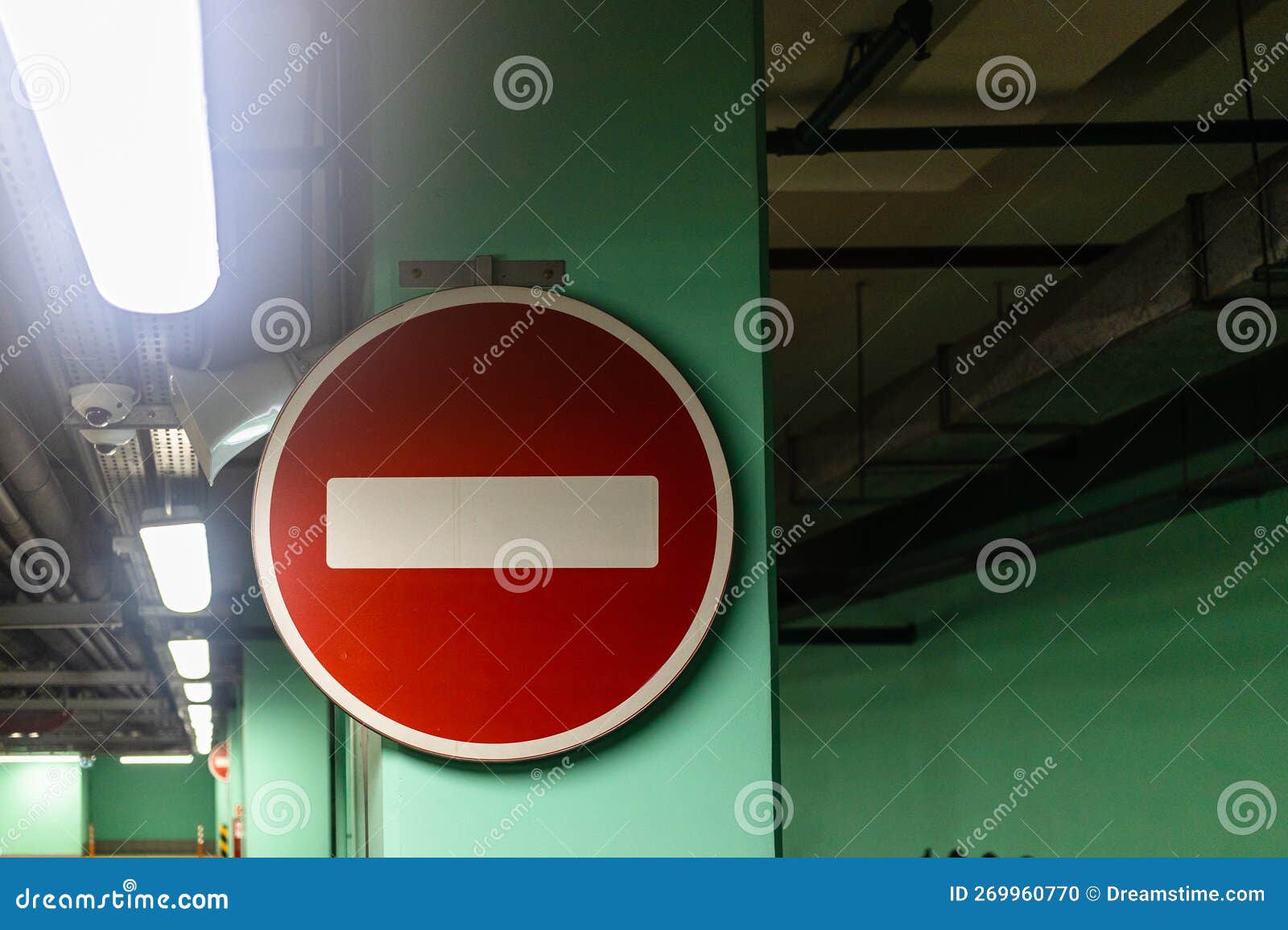 Prohibitory Traffic Sign in Underground Parking Stock Photo - Image of ...