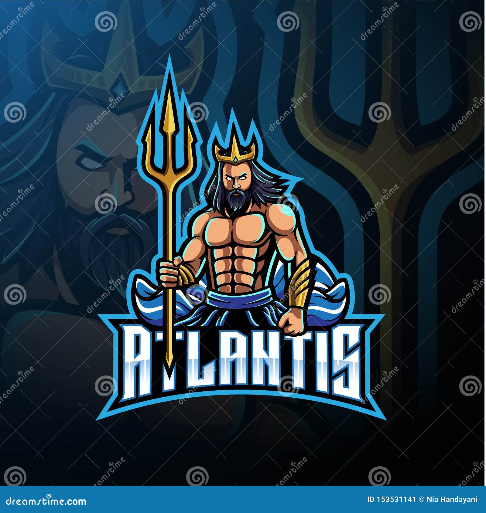 Poseidon Mascot Logo Design with Trident Weapon Stock Vector ...