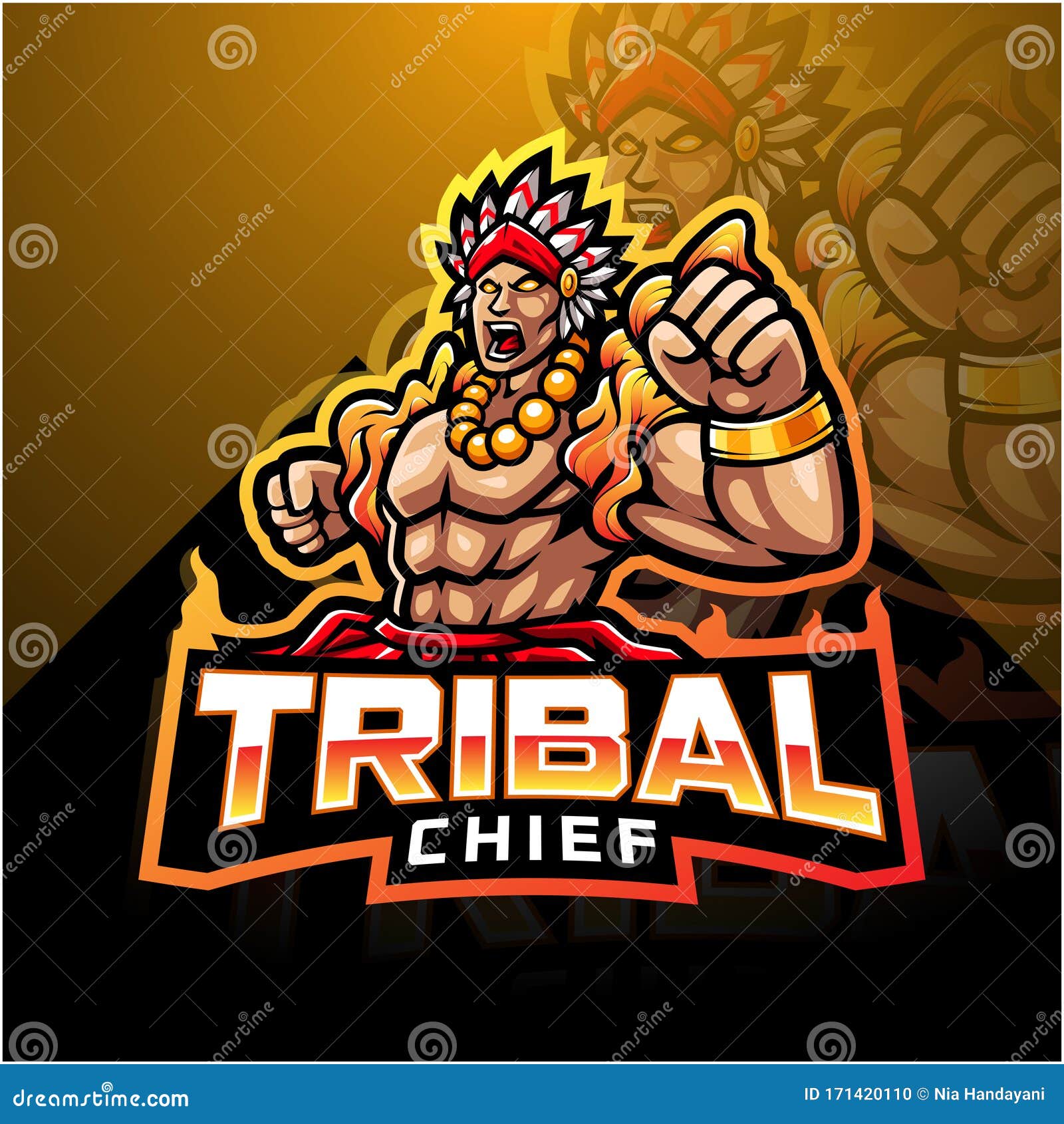 Tribal Chief Esport Mascot Logo Stock Vector - Illustration of hero ...