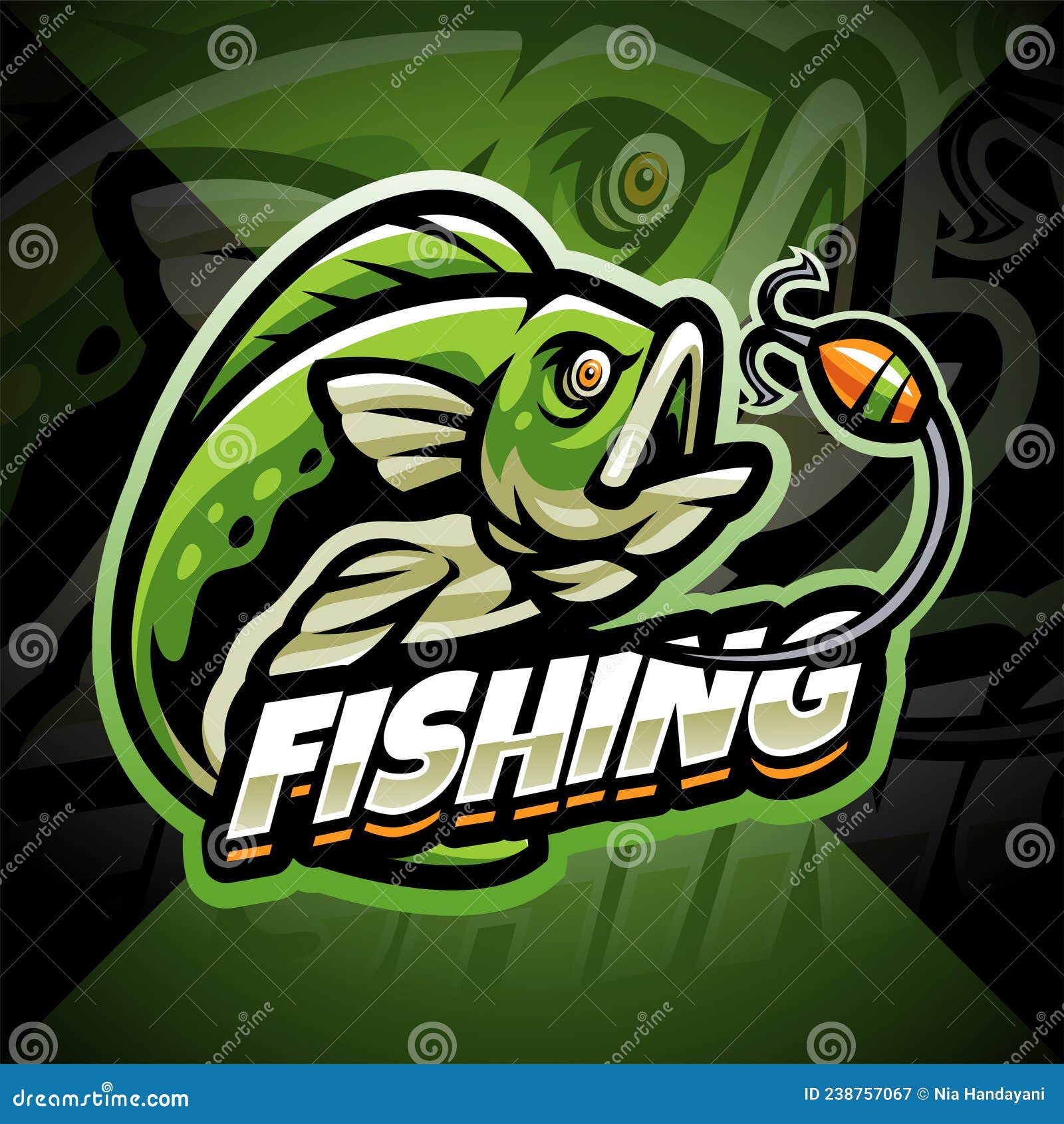 Fishing Esport Mascot Logo Design Stock Vector - Illustration of ...