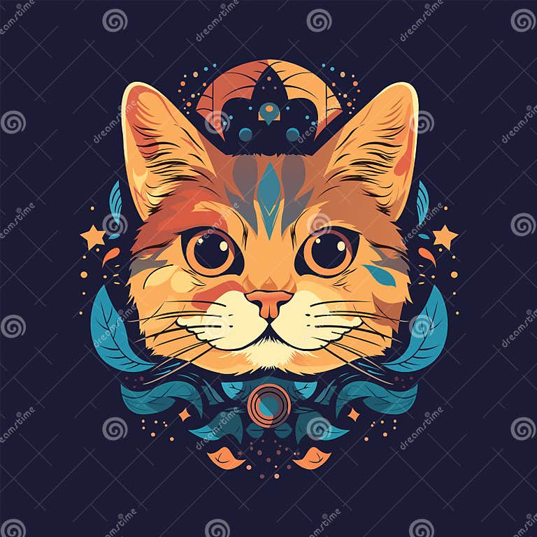 Cute Cat Face Vector Art with Beautiful Background Stock Vector ...