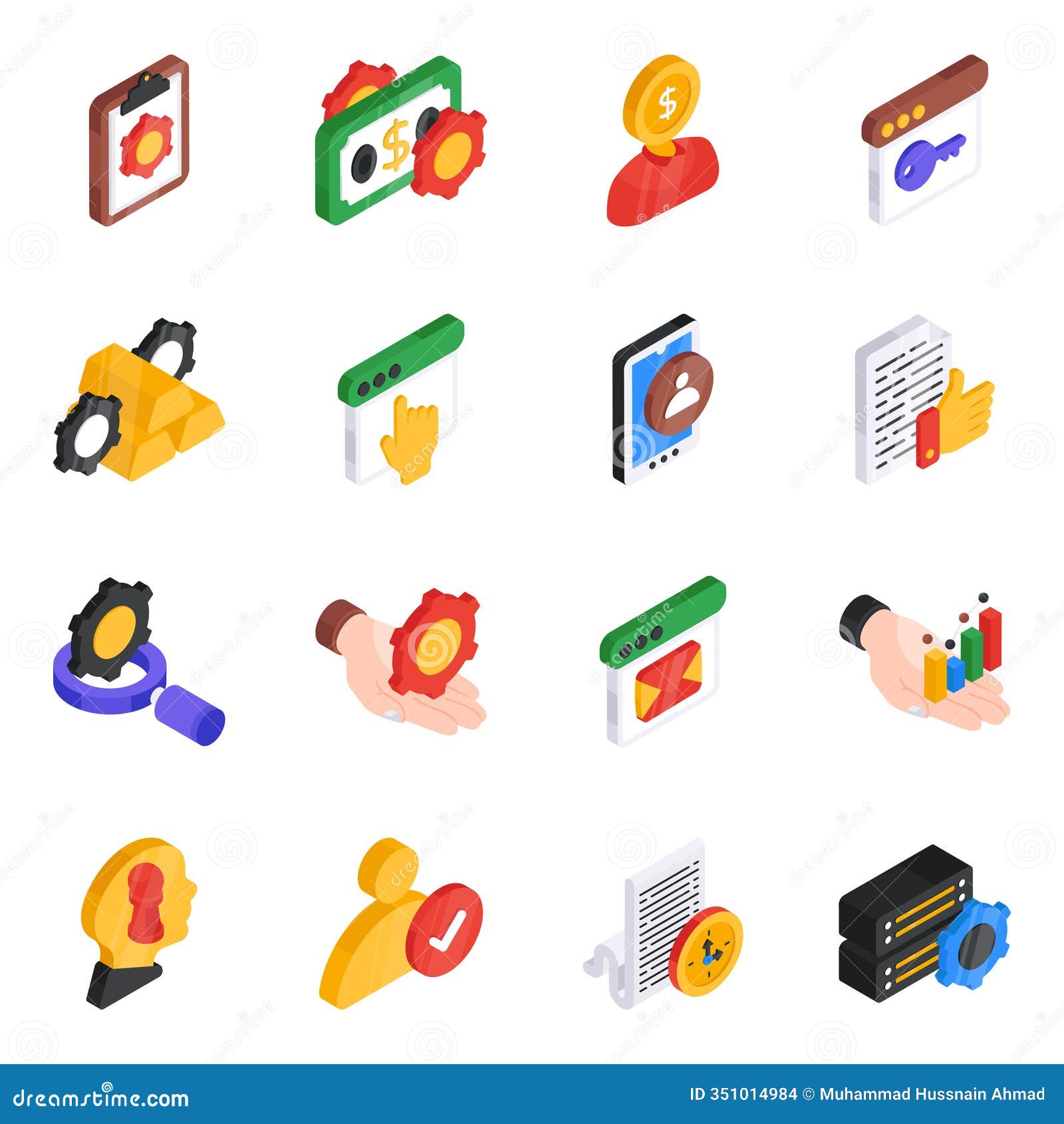 Set of Project Configuration Flat Icons Stock Illustration ...