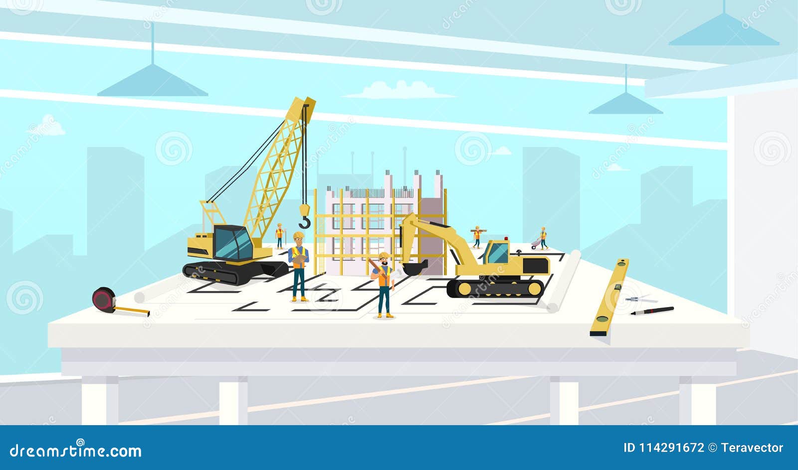 Project in Architect Office of Construction House. Stock Vector ...