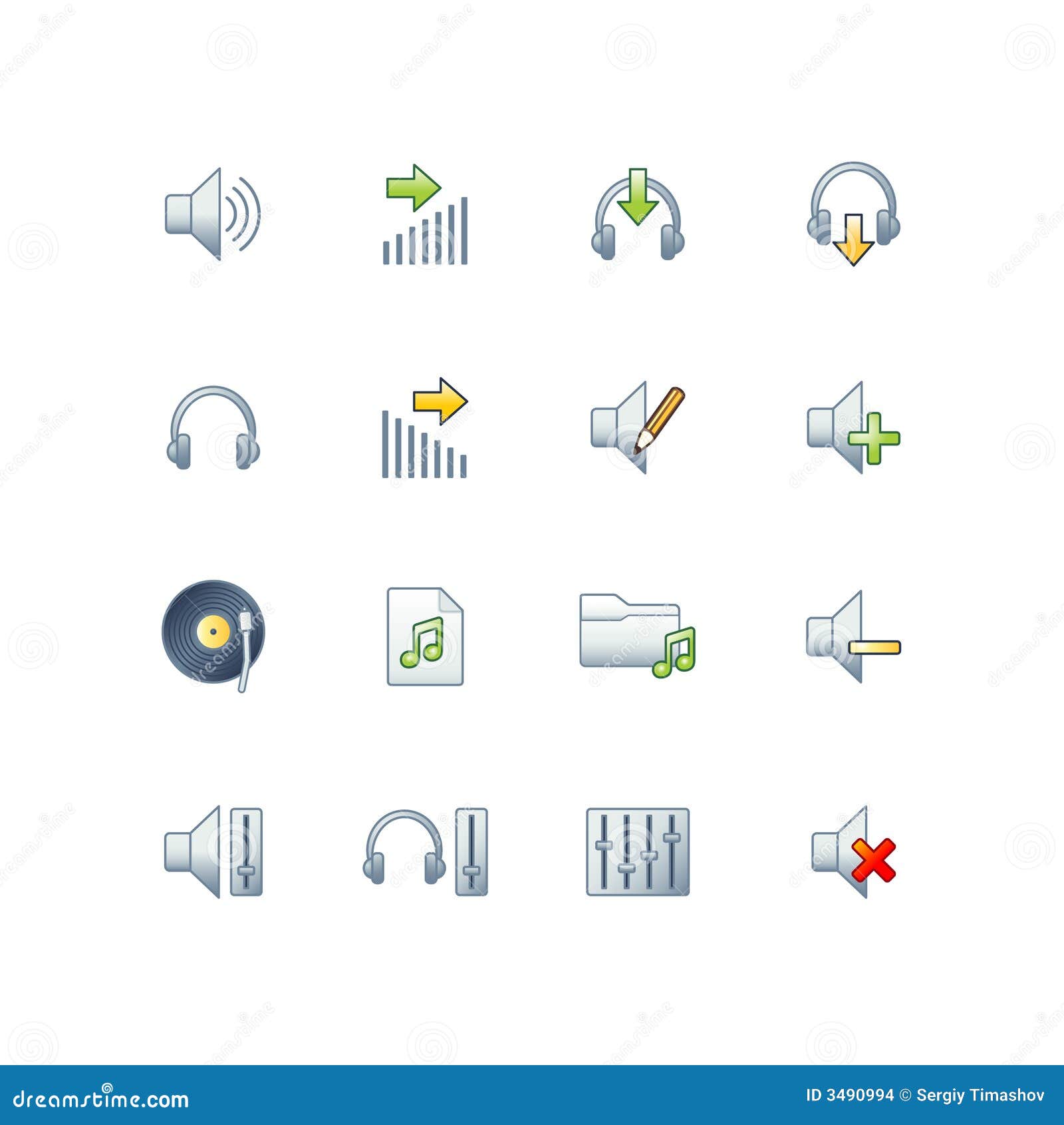 Project audio icons stock vector. Illustration of computer - 3490994