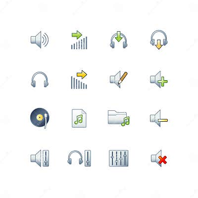 Project audio icons stock vector. Illustration of computer - 3490994