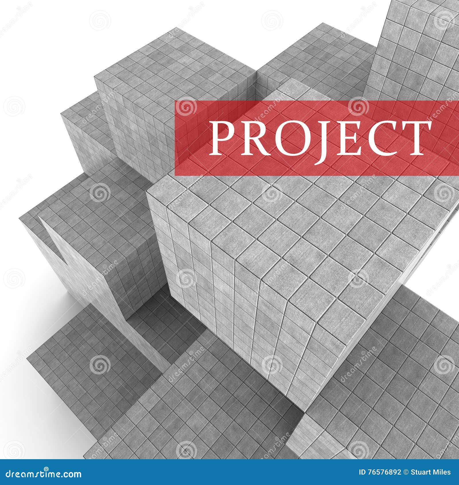 Project Blocks Indicates Plan Tasks and Scheme 3d Rendering Stock ...