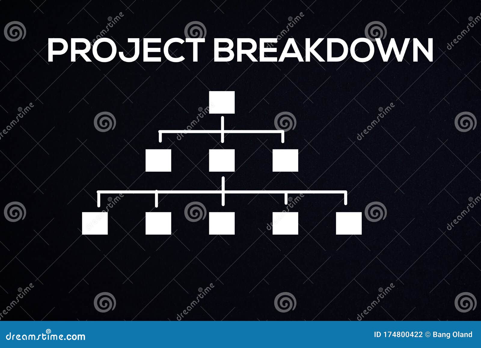 Project Breakdown and Graphic Write on Dark Black Background Stock ...