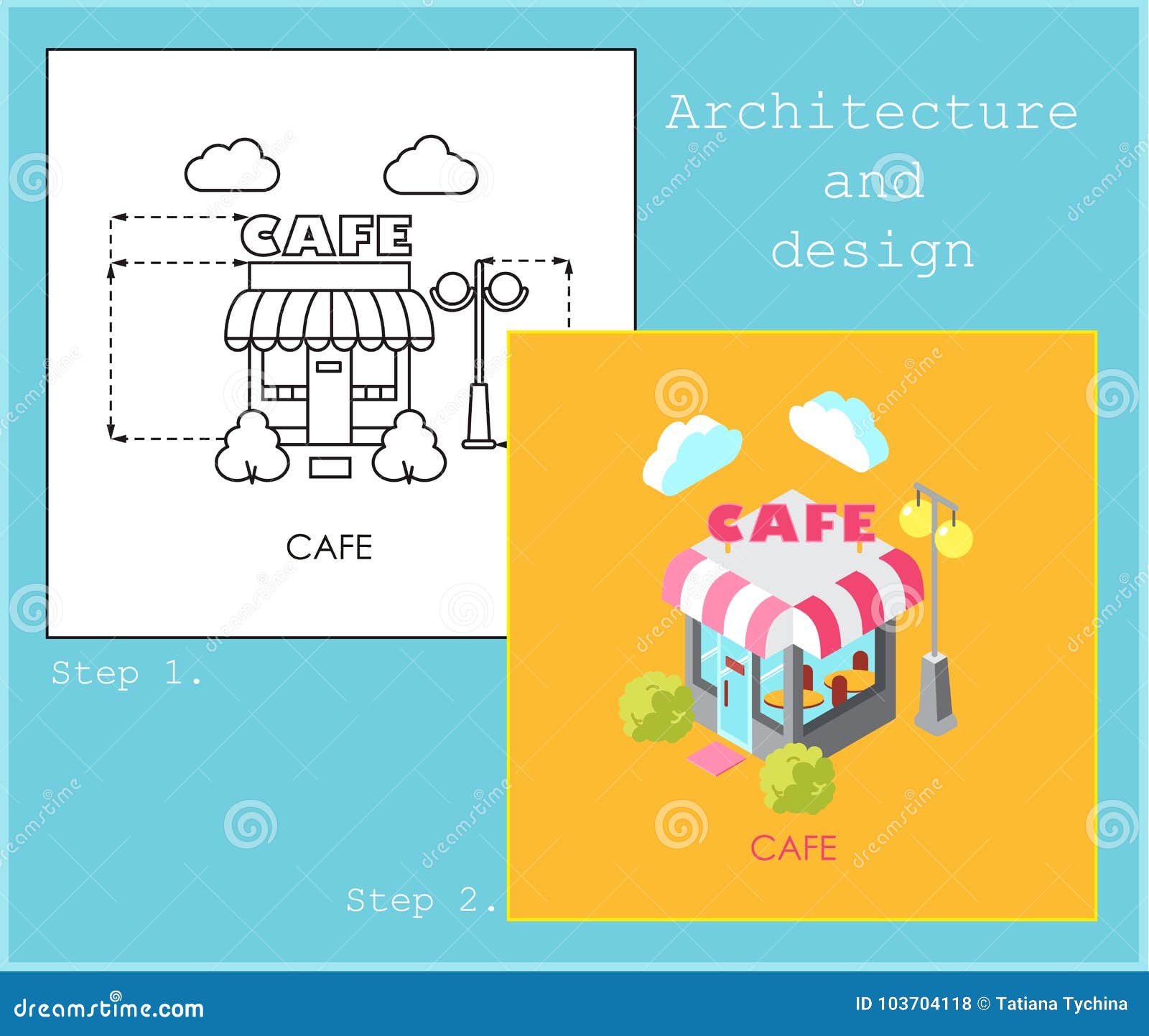 Project Cafe in Flat and Isometric Style Stock Vector - Illustration of ...