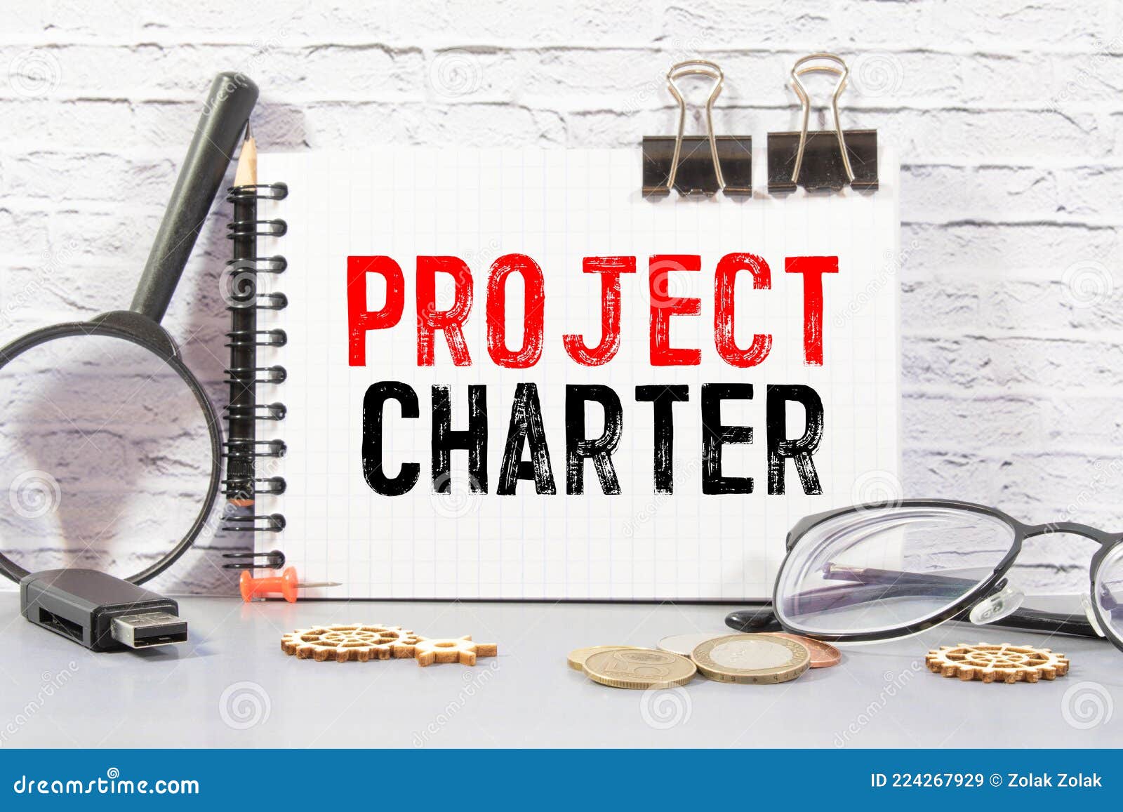 Project Charter On Sticky Notes Isolated On White Background Stock ...