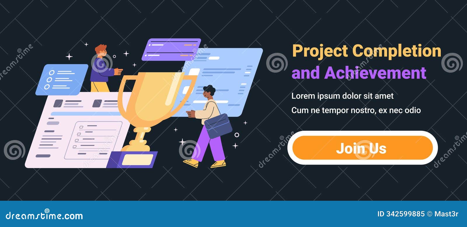 Project Completion and Achievement Concept with Characters Celebrating ...