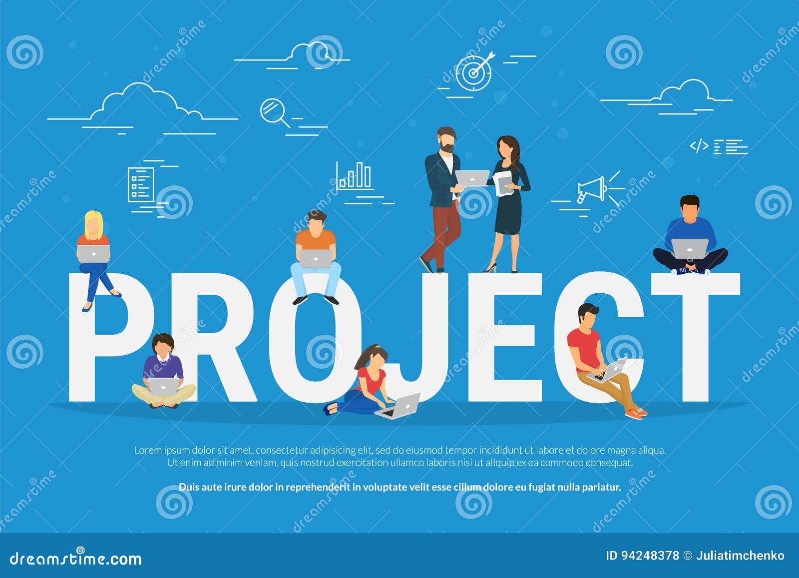 Project Concept Illustration of Business People Working Together As ...