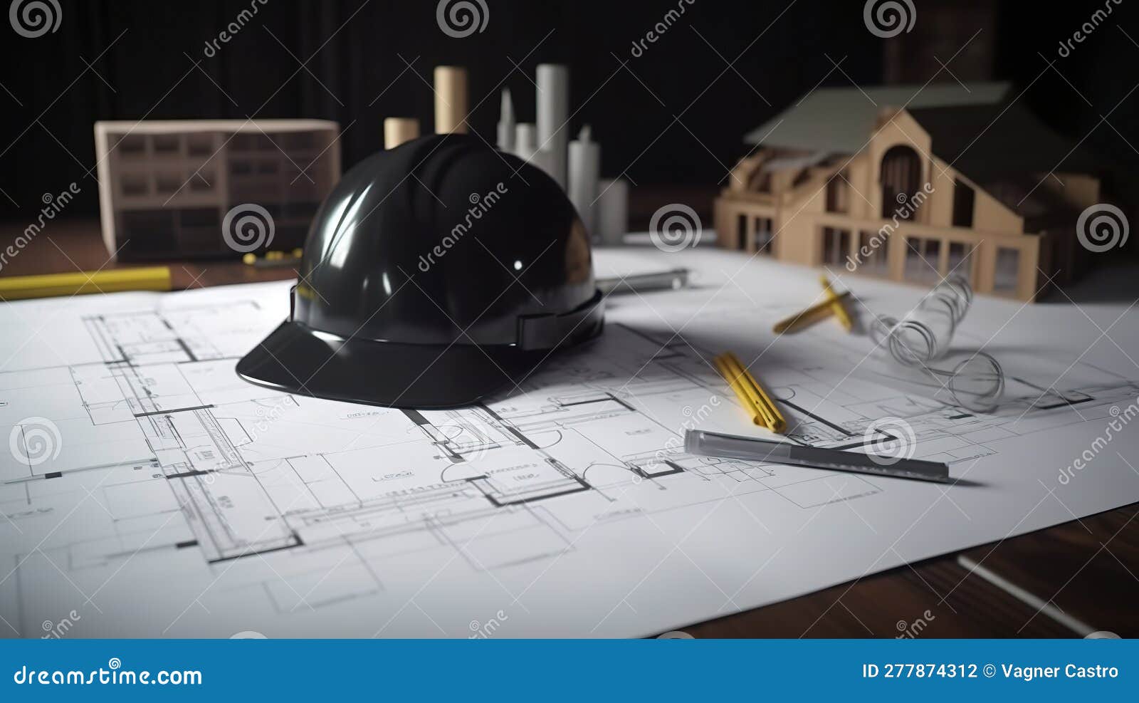 Engineering Desk View From Desk Top Hand Drawing Making Design Draft ...