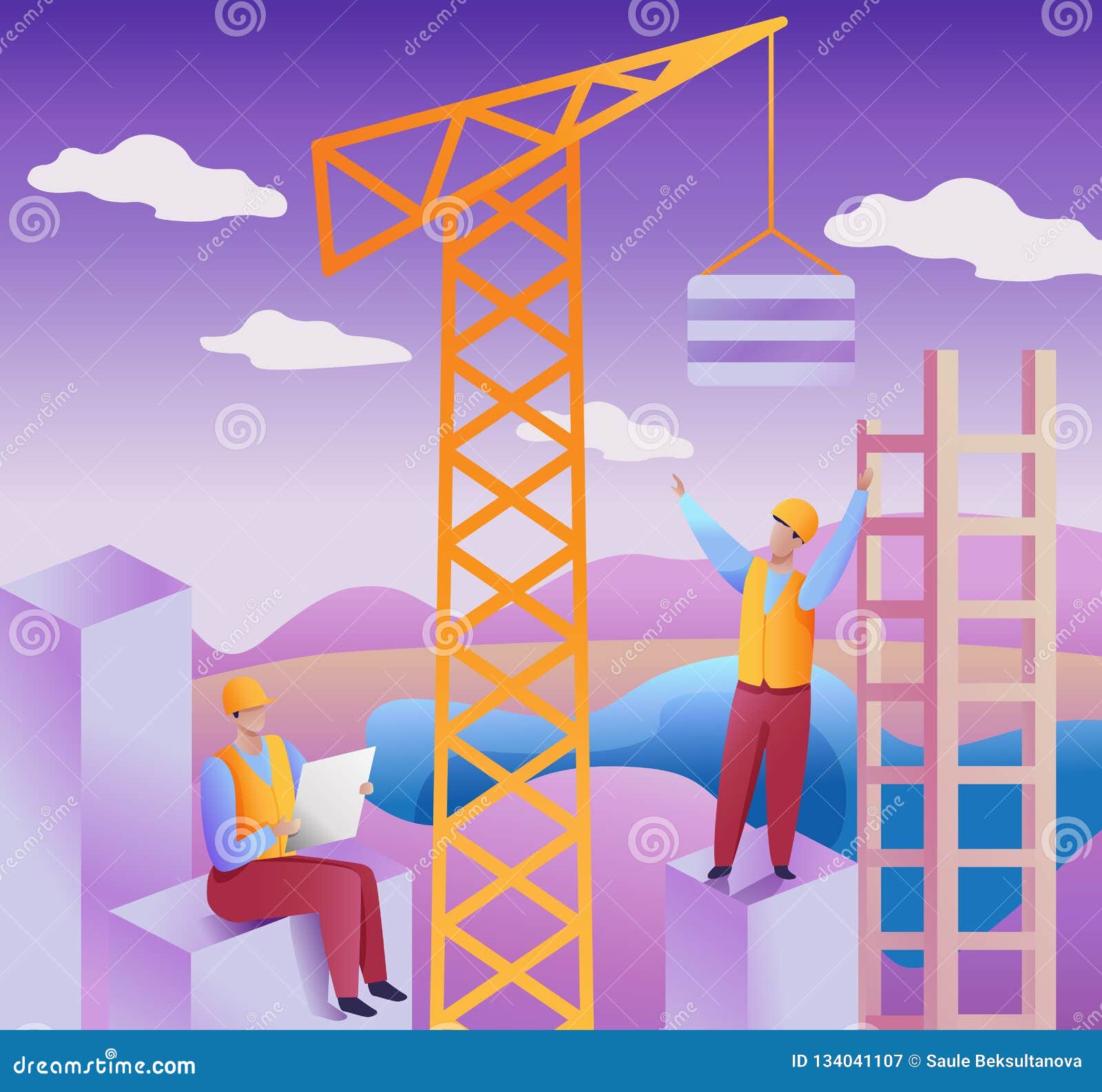 Project and Construction Managment Concept. the Flat Vector ...