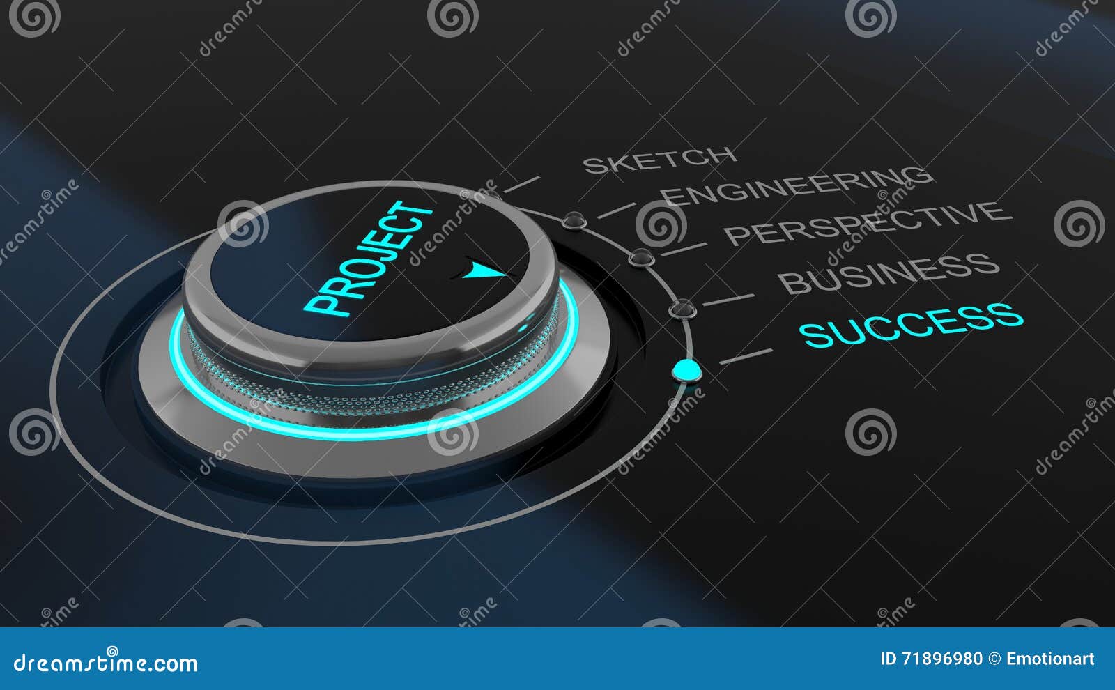 Project Control Dial with Selection Choices Stock Illustration ...