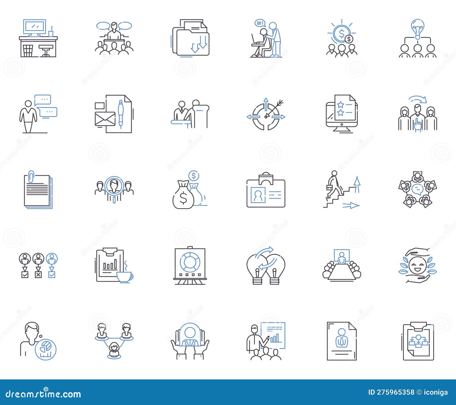 Project Coordination Line Icons Collection. Collaboration, Planning ...
