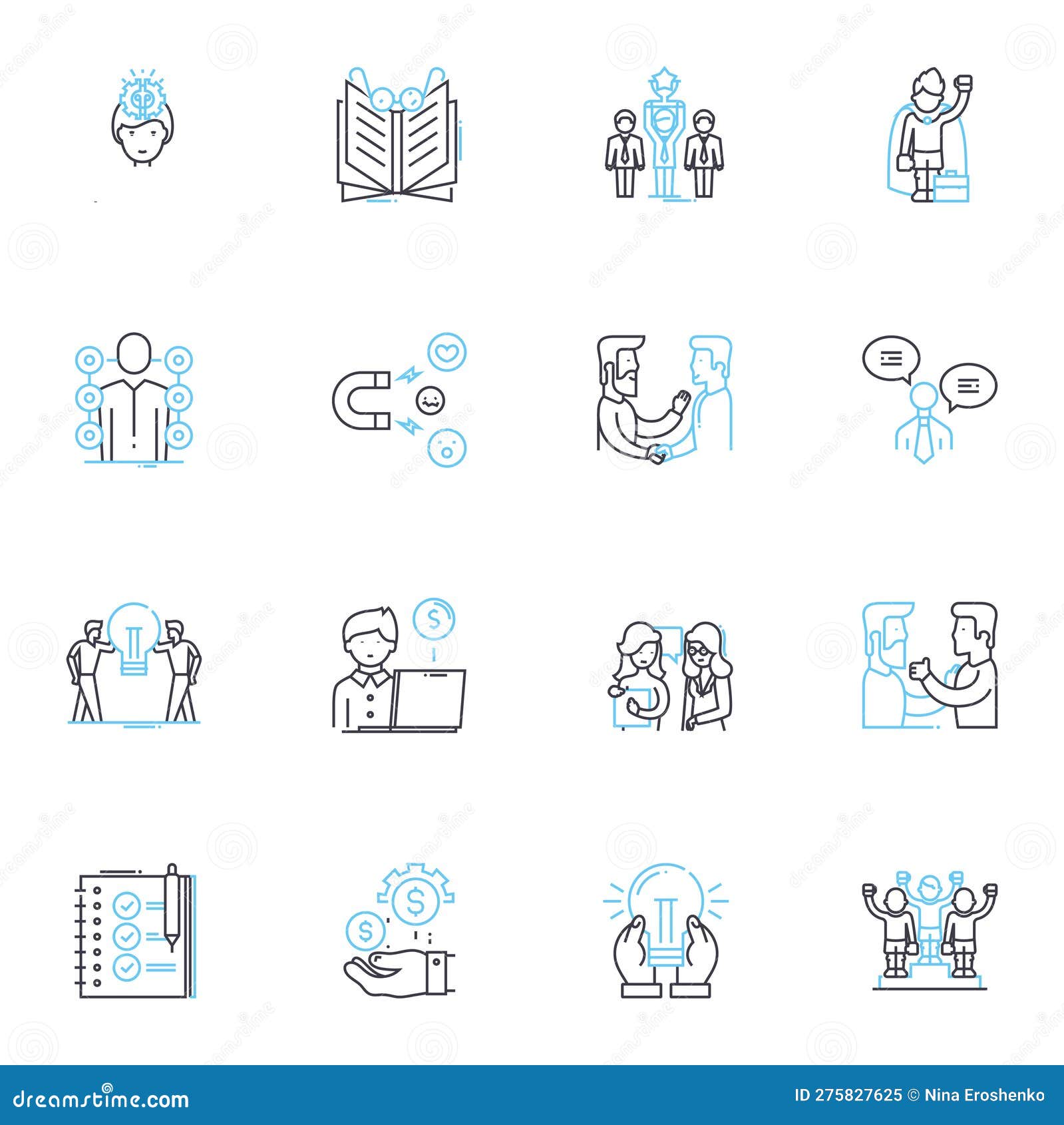 Project Coordination Linear Icons Set. Collaboration, Management ...