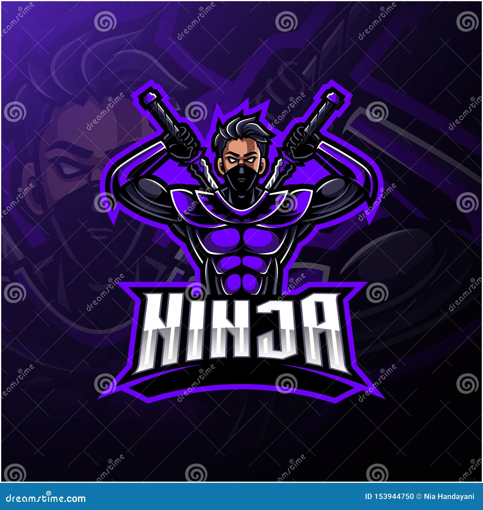 Ninja Sport Mascot Logo Design Stock Vector - Illustration of club ...