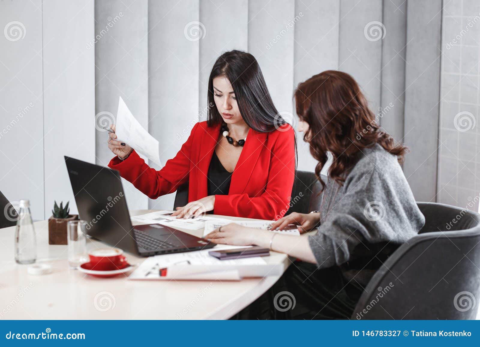 Project Creation Process. Two Girls Designers are Working with Laptop ...