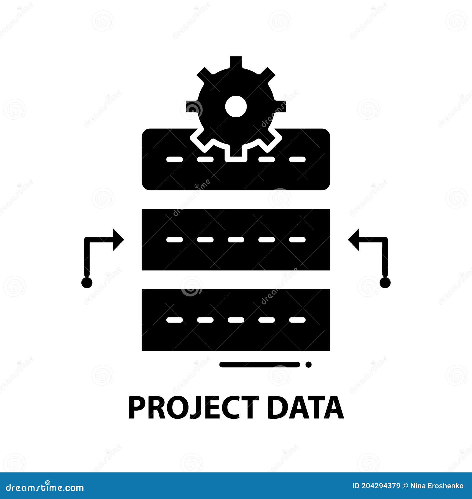 Project Data Icon, Black Vector Sign with Editable Strokes, Concept ...