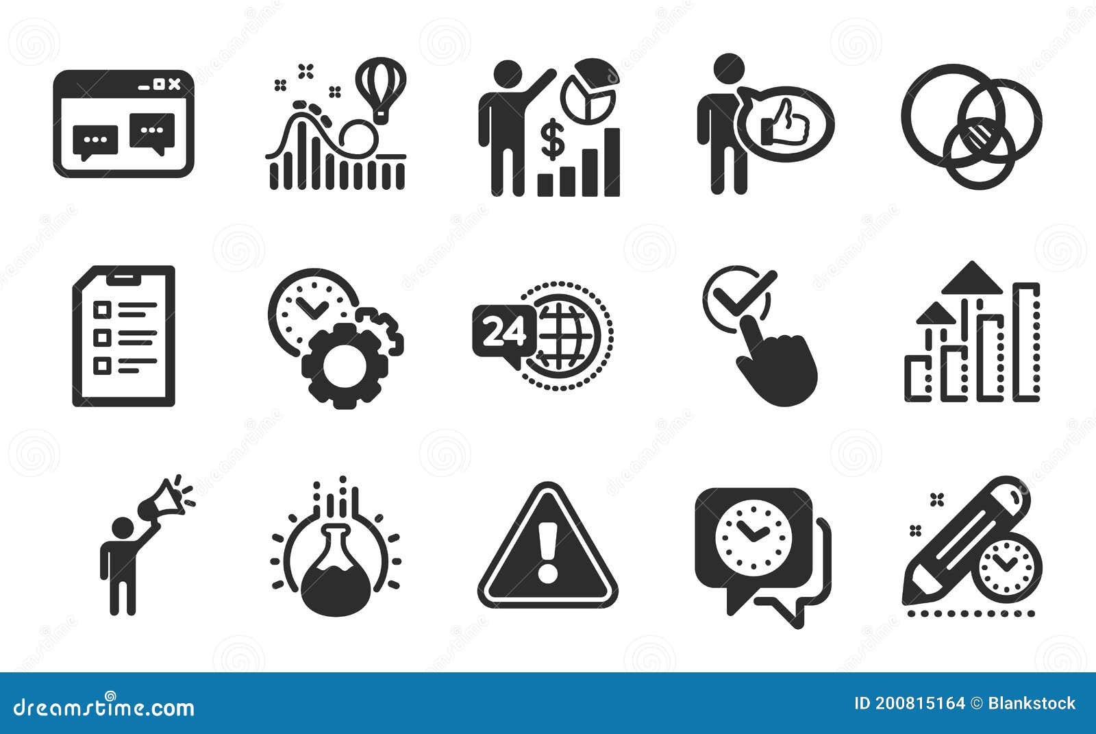 Project Deadline, Chemistry Experiment and Analysis Graph Icons Set ...