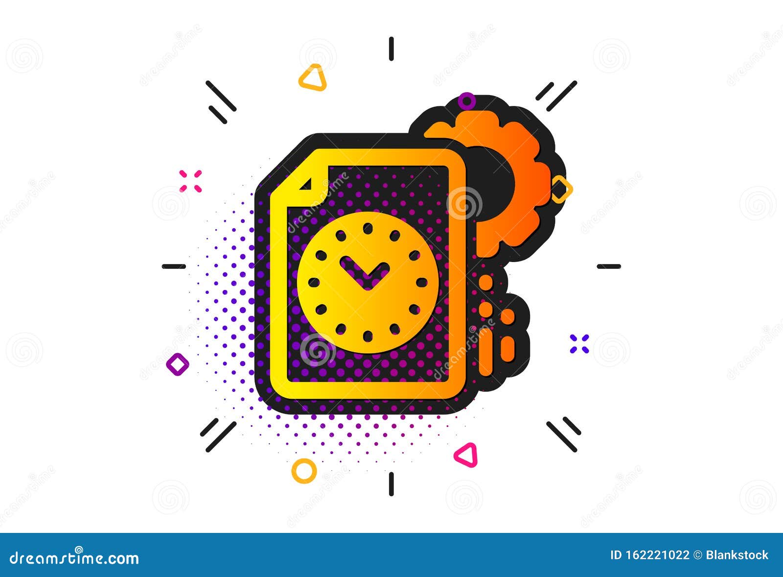 Project Deadline Icon. Time Management Sign. File with Gear. Vector ...