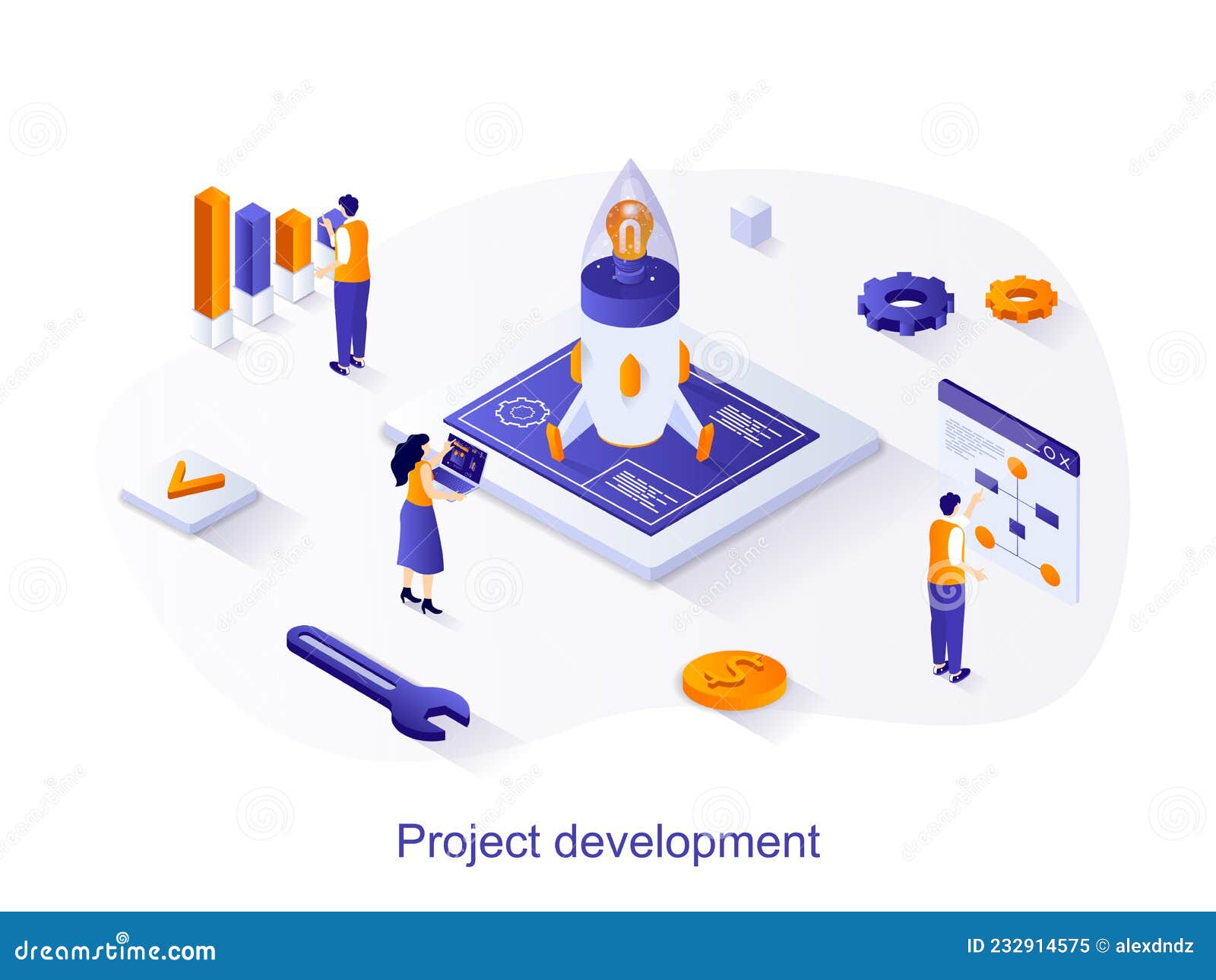 Project Development Isometric Web Concept. Stock Vector - Illustration ...