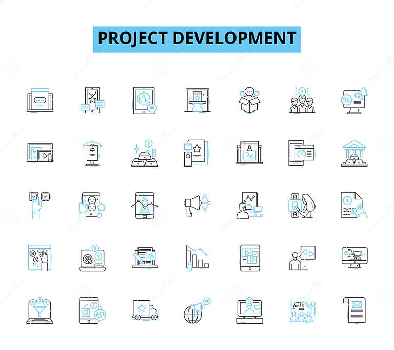 Project Development Linear Icons Set. Strategy, Planning, Execution ...