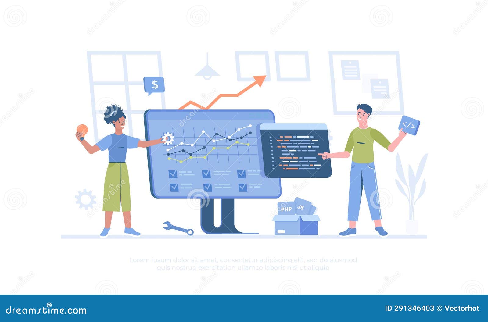 Project Development Team Of Programmers Work With Code Man And Woman Generate New Ideas