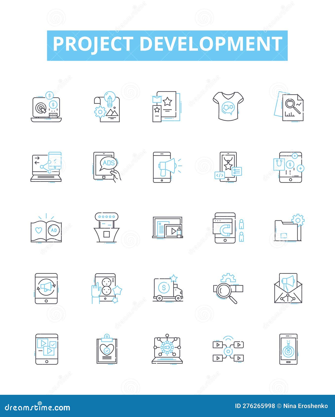 Project Development Vector Line Icons Set. Project, Development ...