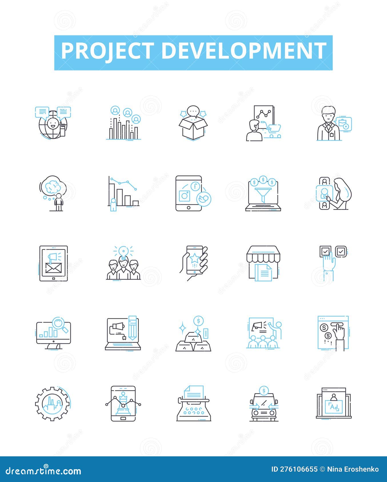 Project Development Vector Line Icons Set. Project, Development ...