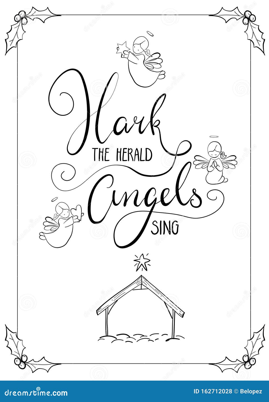 Hark the Herald Angels Christmas Card Design Stock Illustration ...